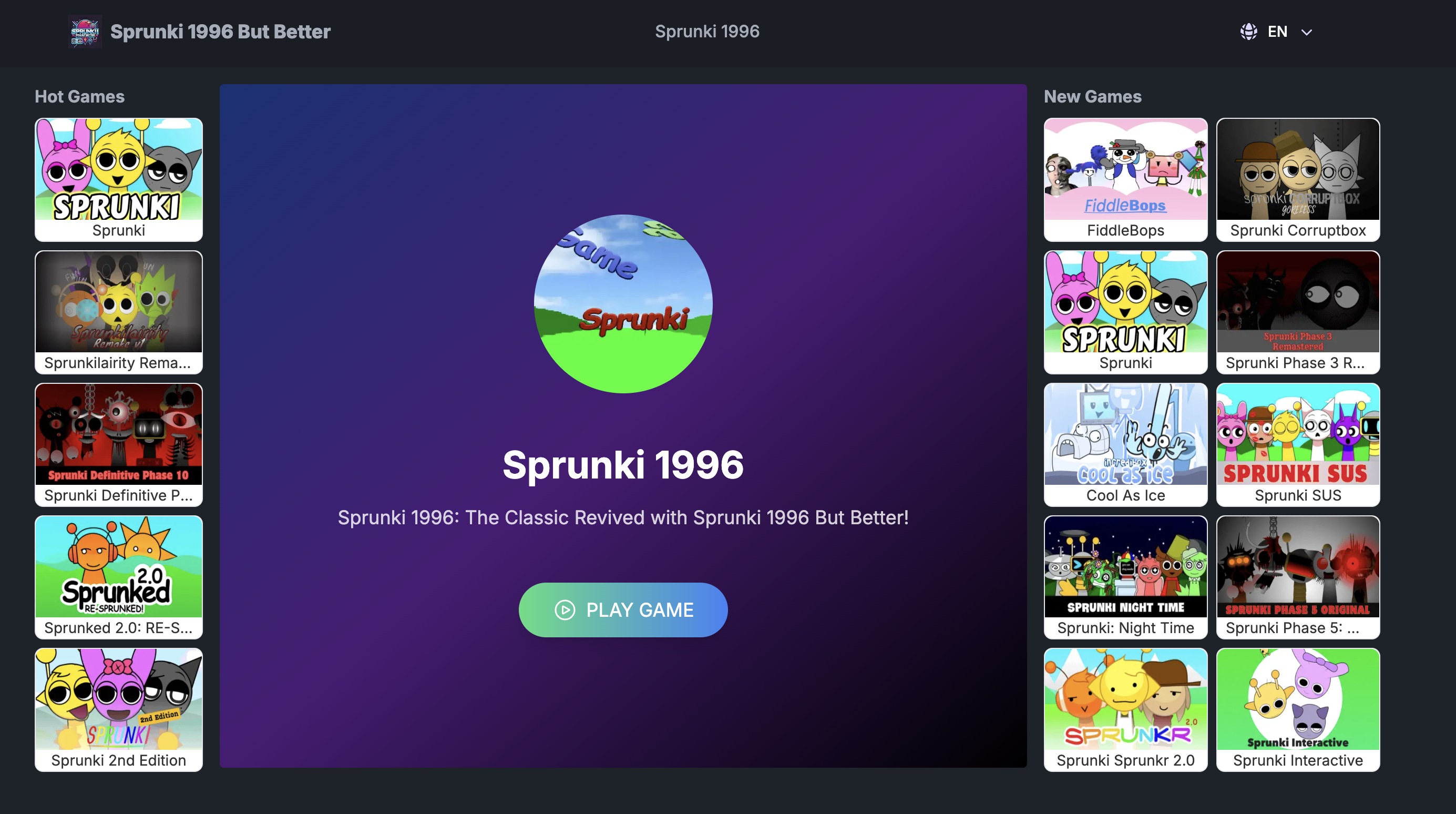 Sprunki 1996: ¡Revive el Clásico con Sprunki 1996 pero Mejor!